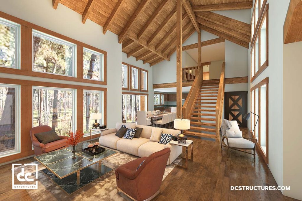 The Jefferson Timber Frame Home Kit - 3 Bedroom Home Design - DC Structures